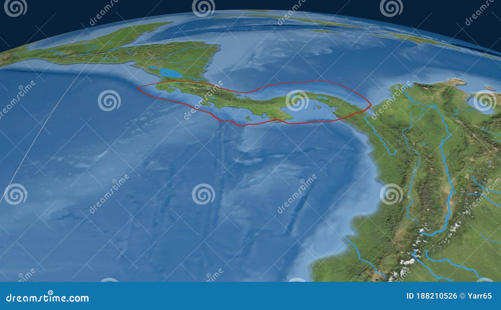 Panama Plate Outlined - Satellite Stock Illustration - Illustration of ...