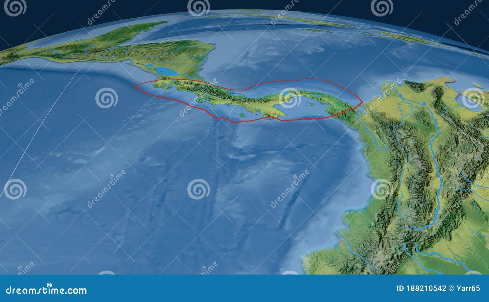 Panama Plate Outlined - Topographic Stock Illustration - Illustration ...