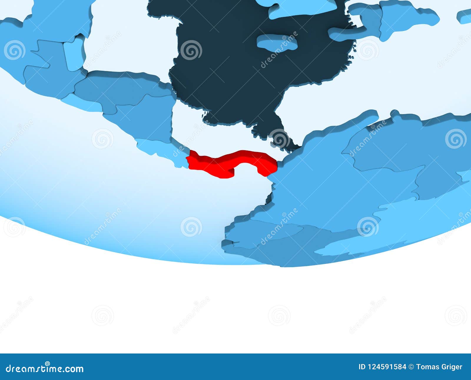 Panama in red on blue map stock illustration. Illustration of american ...