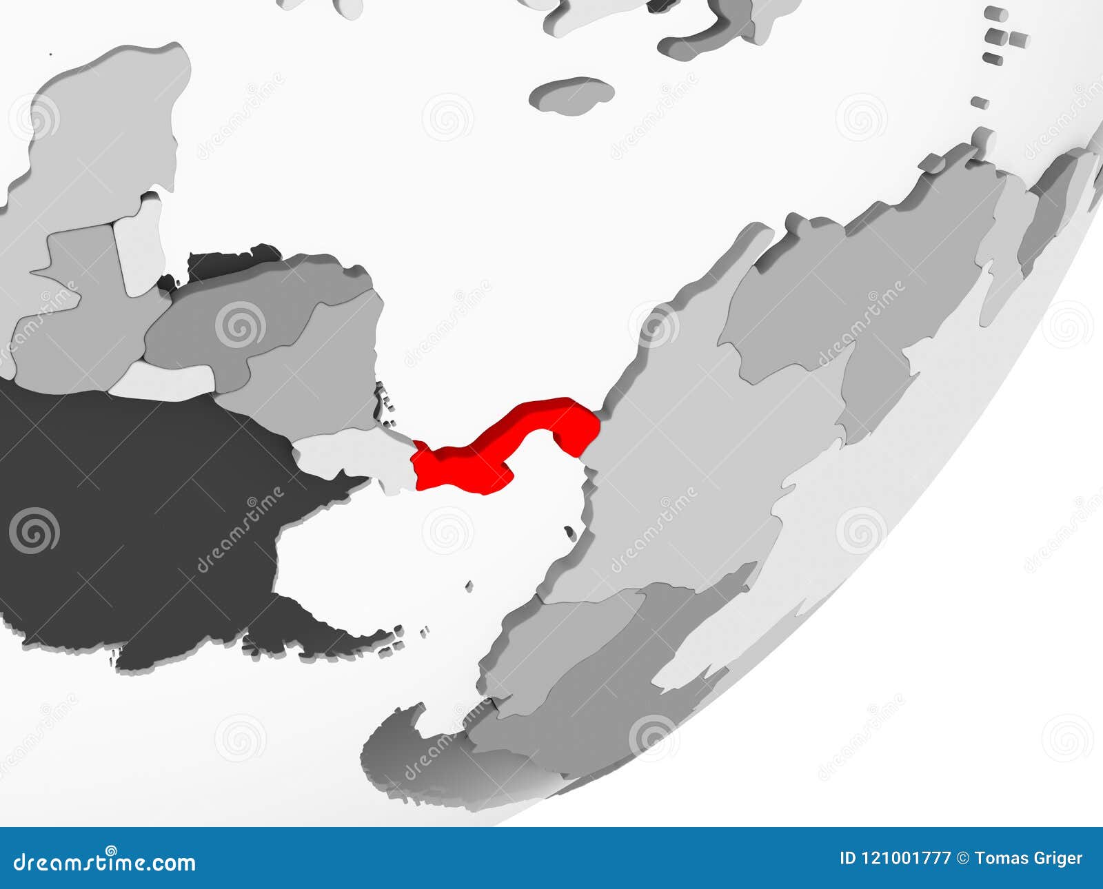 Panama in red on grey map stock illustration. Illustration of symbol ...