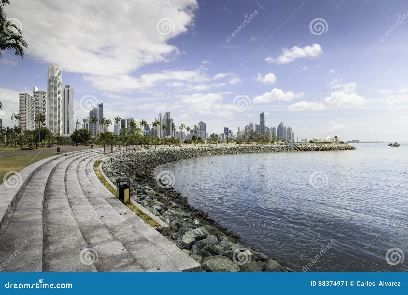 Panama Sea Coast Pedestrian Way Stock Image - Image of palms, tourism ...