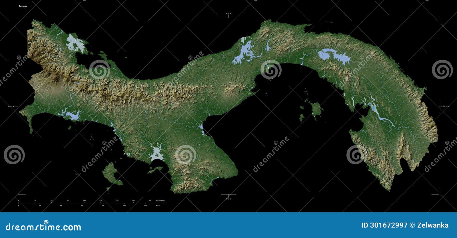 Panama Shape on Black. Pale Stock Illustration - Illustration of pale ...