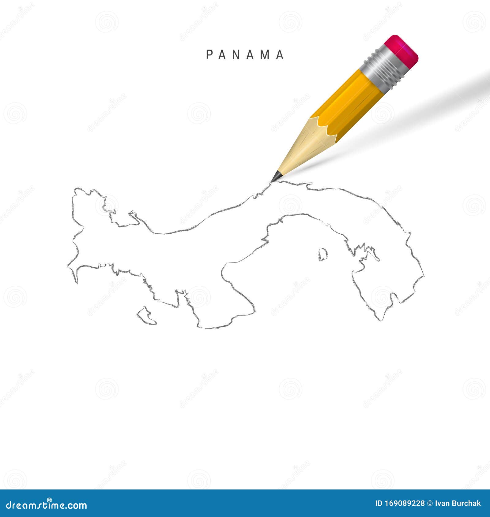 Panama Freehand Sketch Outline Vector Map Isolated on White Background ...