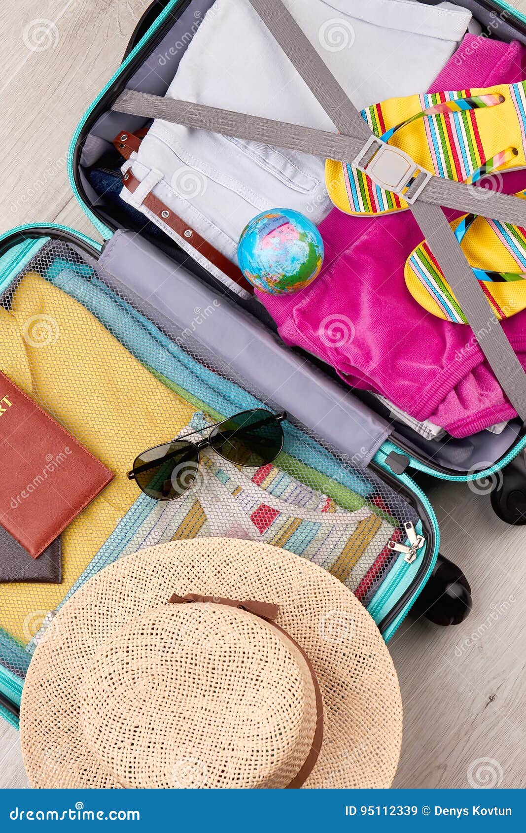 Panama on Suitcase, Top View. Stock Image - Image of accessories ...