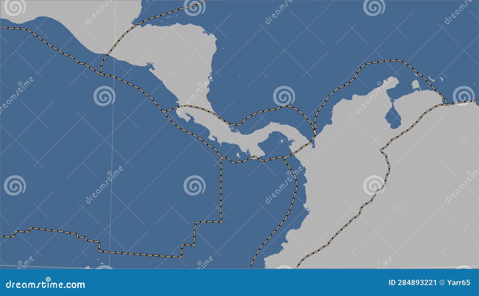 Panama Plate - Boundaries. Contour Map Stock Illustration ...