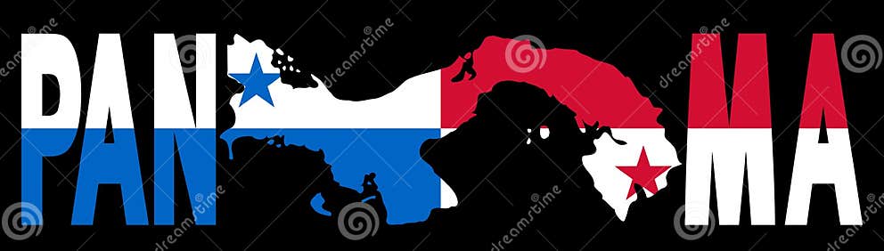 Panama Text with Map and Flag Stock Vector - Illustration of text ...