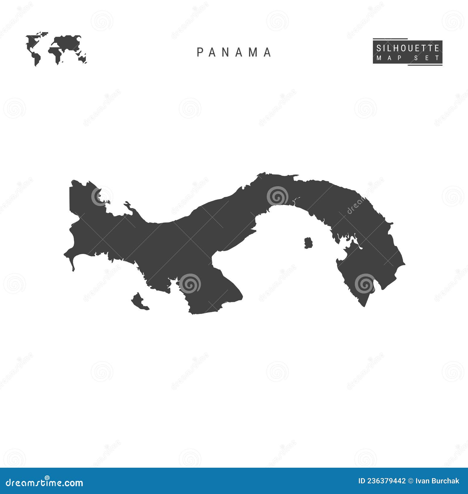 Panama Vector Map Isolated on White Background. High-Detailed Black ...