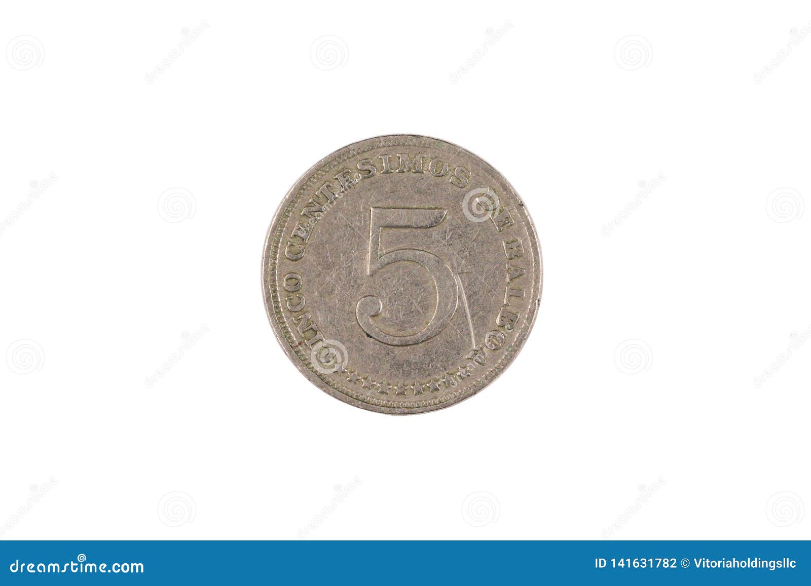 Panamanian Five Centimes Coin Isolated on White Stock Photo - Image of ...