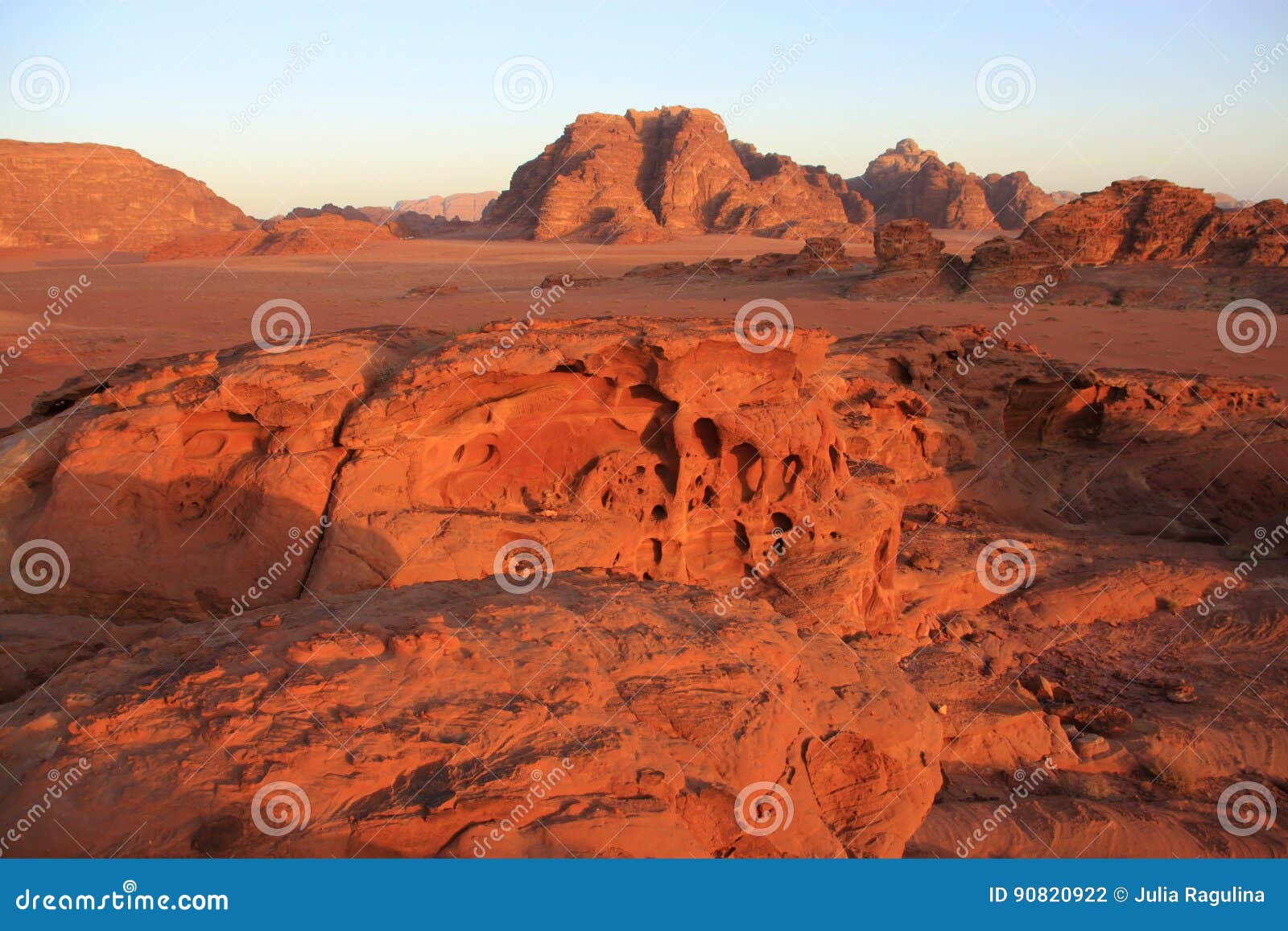 Panaroma View of Wadi Rum Valley on Sunset Stock Photo - Image of rock ...