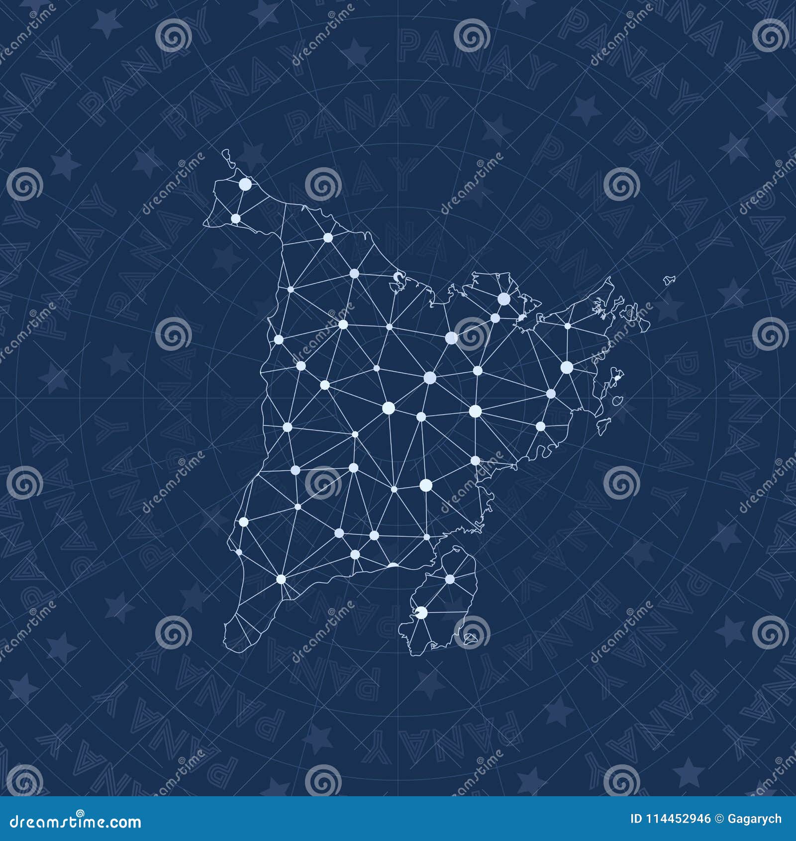 Panay Network, Constellation Style Island Map. Stock Vector ...