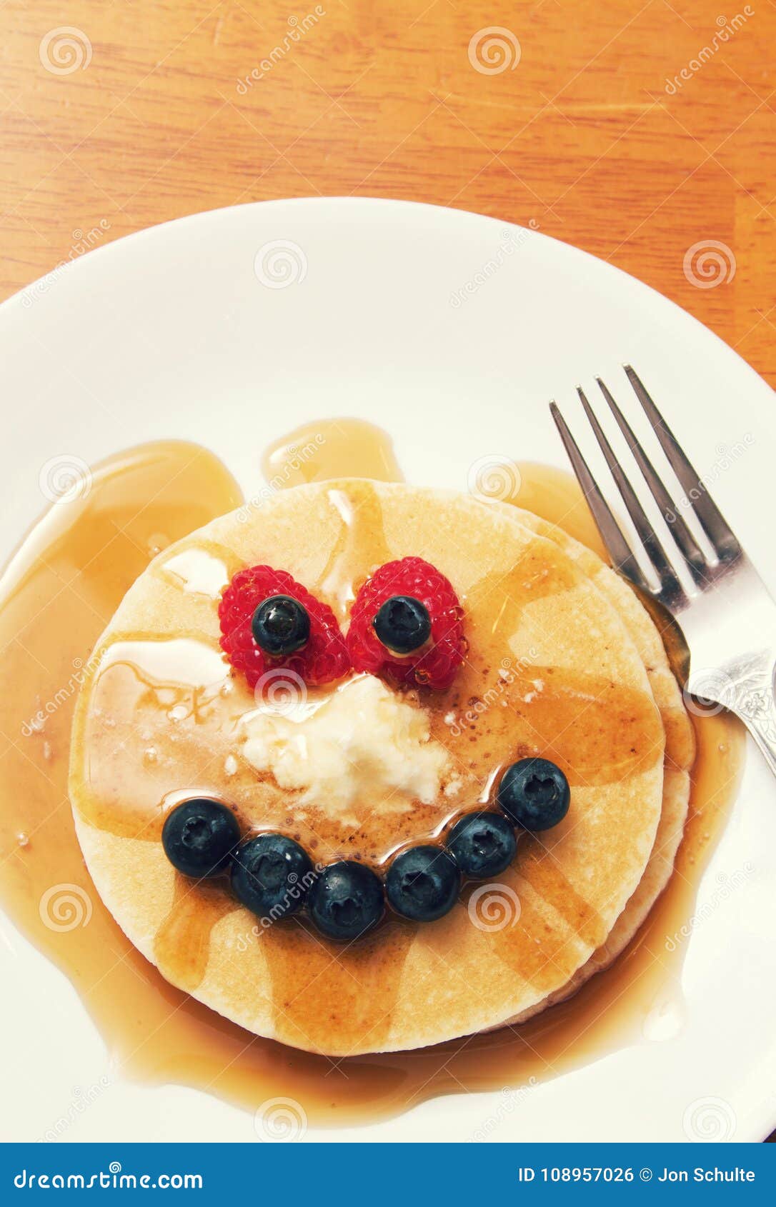 Pancake Breakfast Face stock photo. Image of face, berry - 108957026