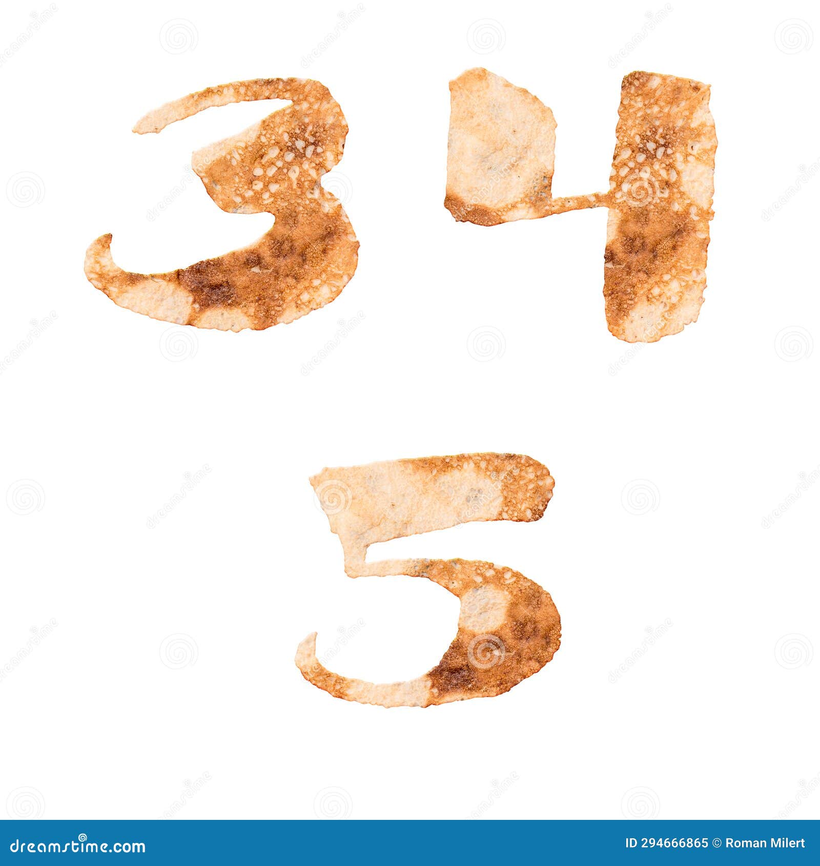 Pancake Capital Letter Alphabet - Digits 3-5 Stock Illustration ...