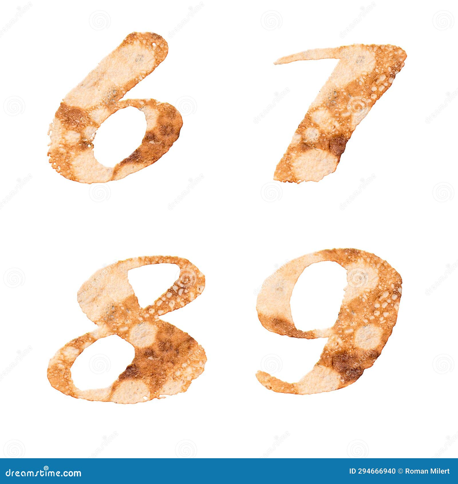Pancake Capital Letter Alphabet - Digits 6-9 Stock Illustration ...