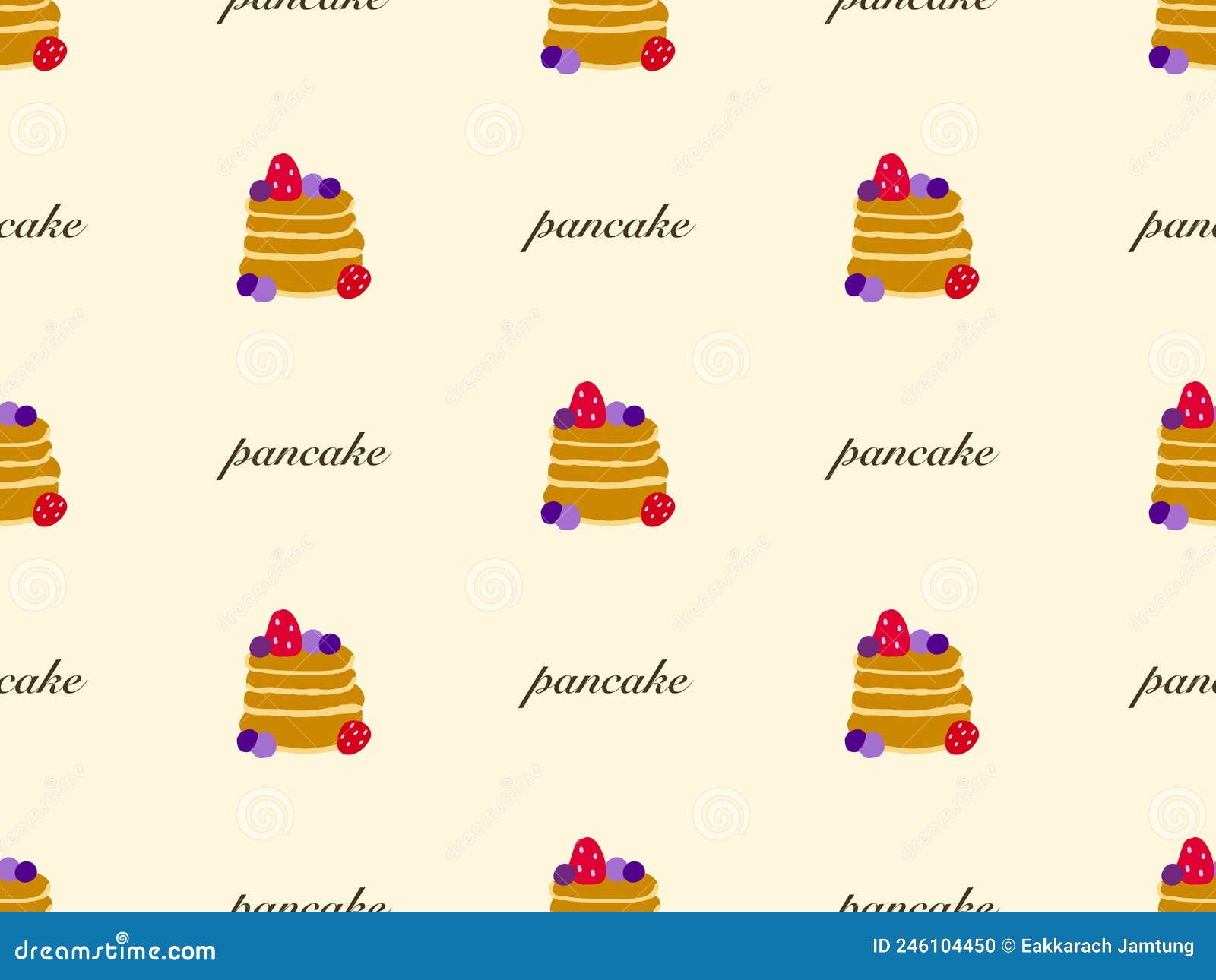 Pancake Seamless Pattern on Yellow Background Stock Vector ...
