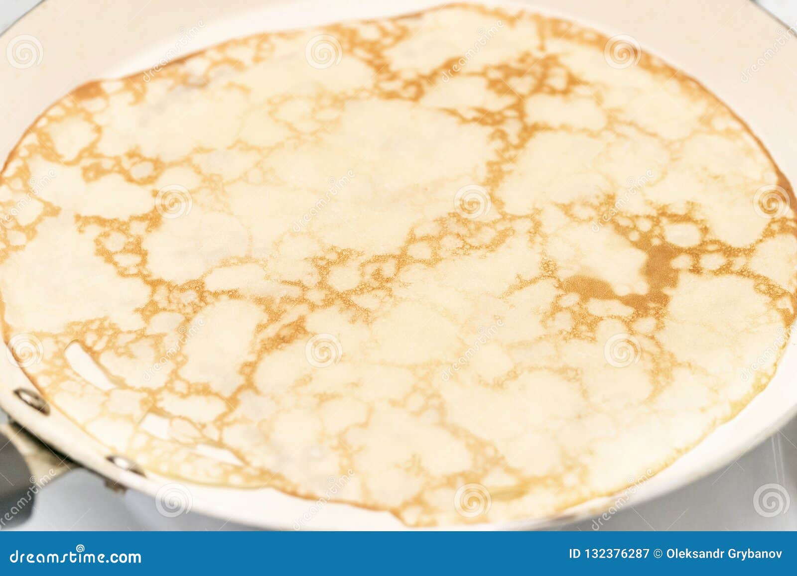Pancake on a ceramic pan stock image. Image of meal - 132376287