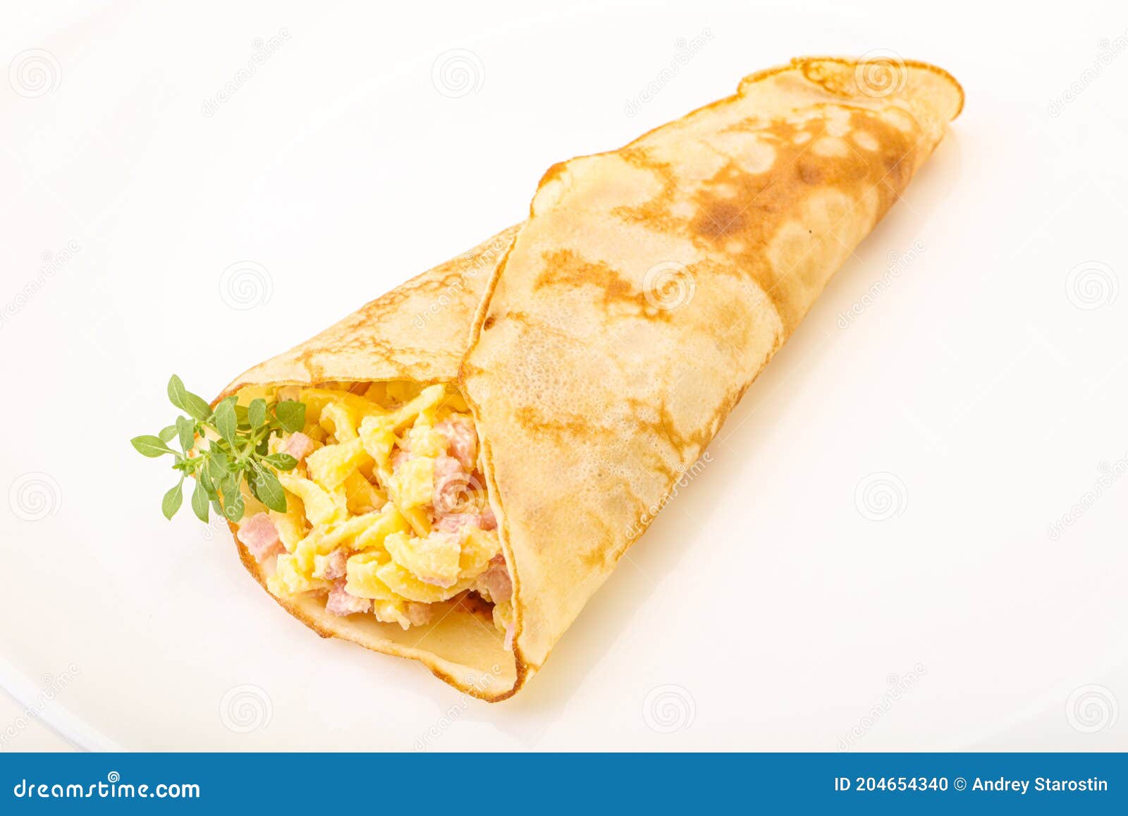 Pancake with Cheese and Ham Stock Photo - Image of cheese, closeup ...