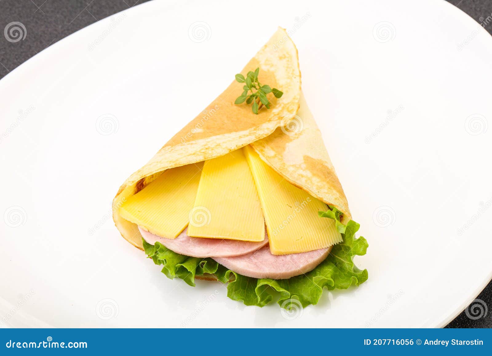 Pancake with Cheese and Ham Stock Photo - Image of brunch, fried: 207716056
