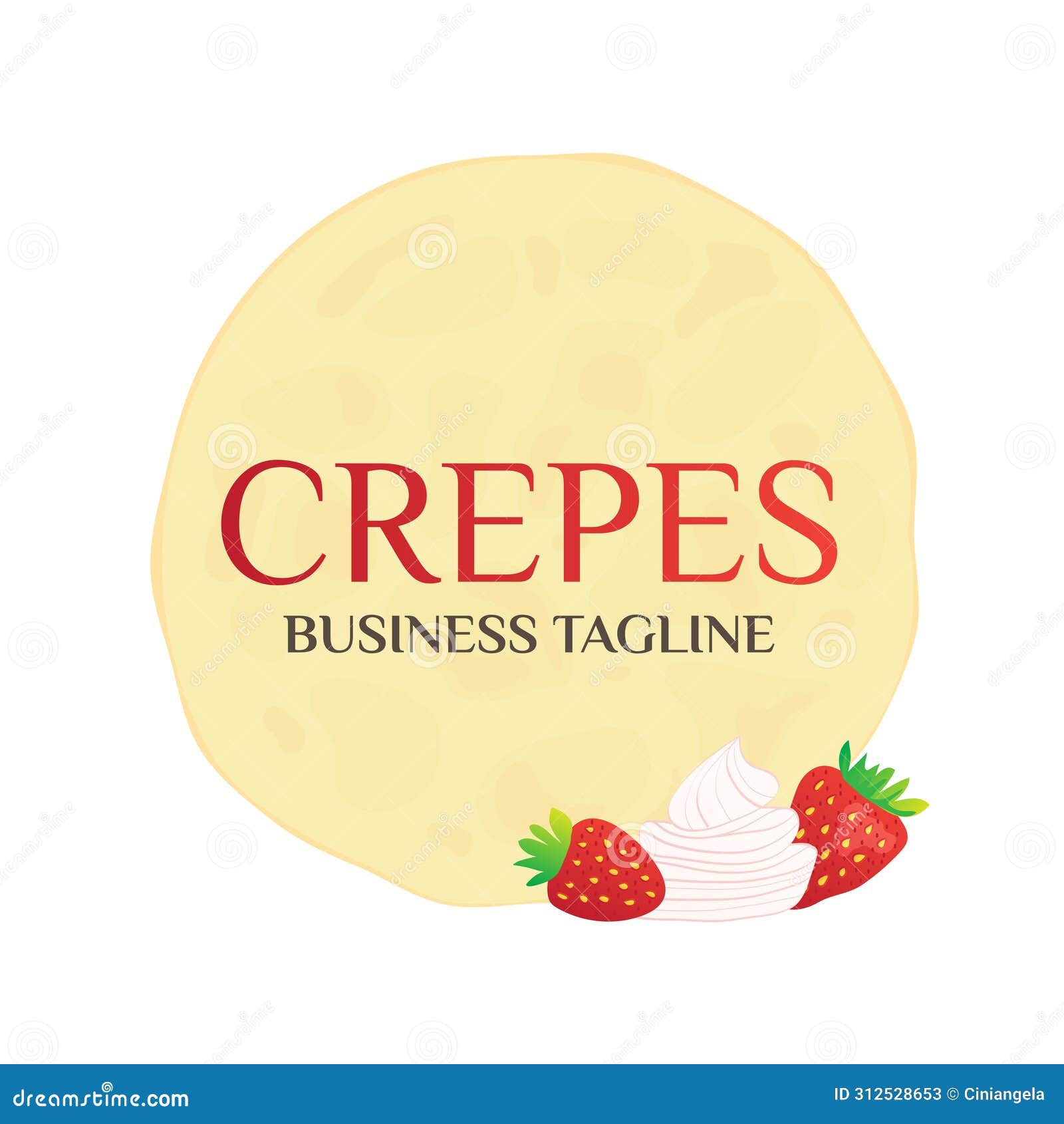 Pancake or Crepes Logo with Cream and Strawberry Stock Vector ...