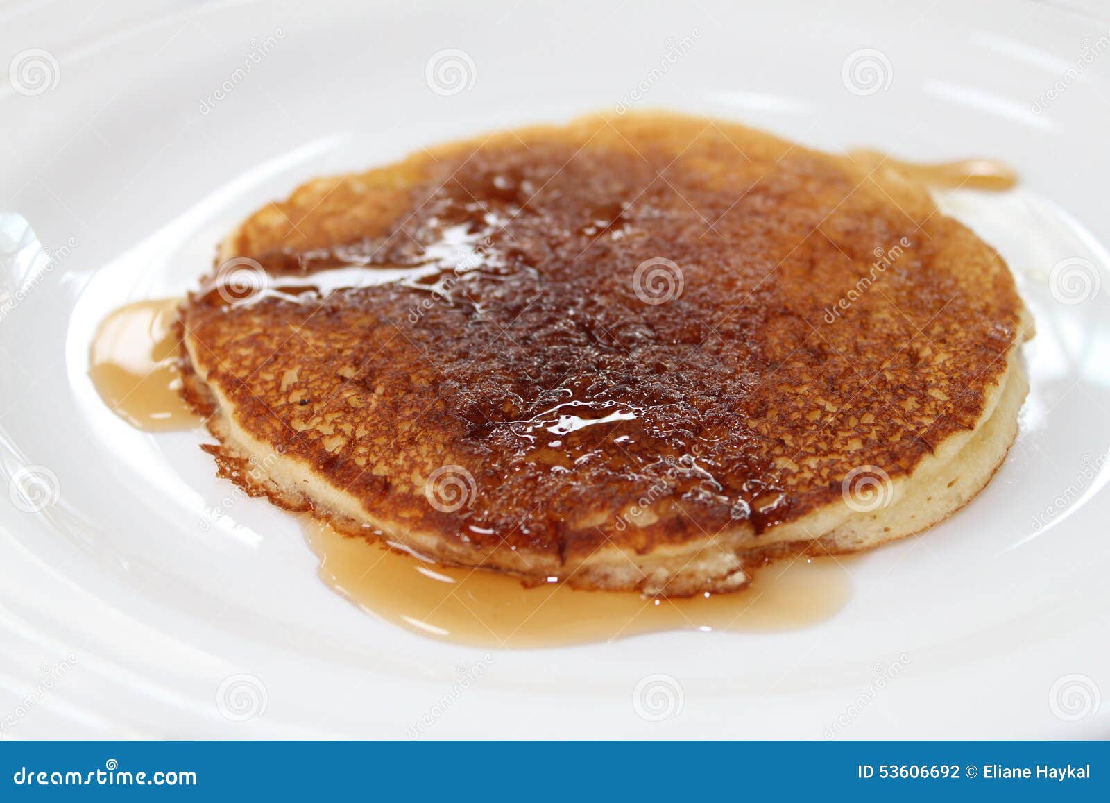 Pancake Drizzled with Maple Syrup Stock Photo - Image of breakfast ...