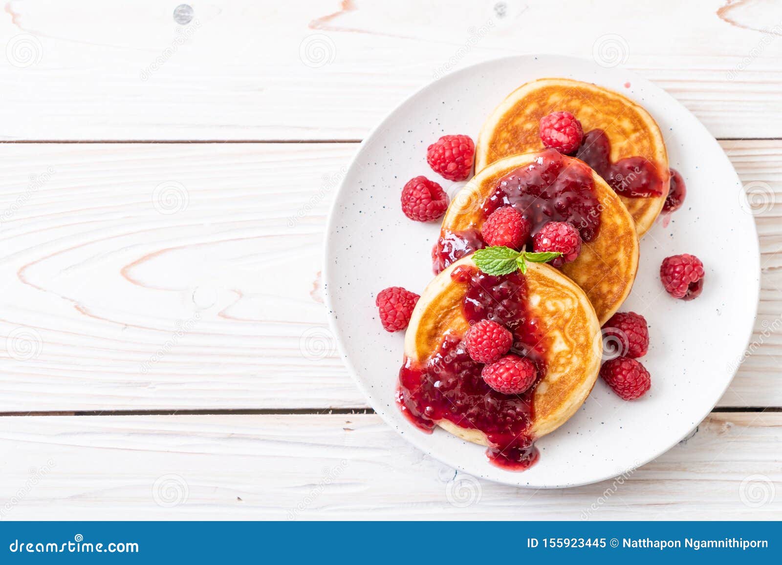 Pancake with Fresh Raspberries and Raspberry Sauce Stock Image - Image ...