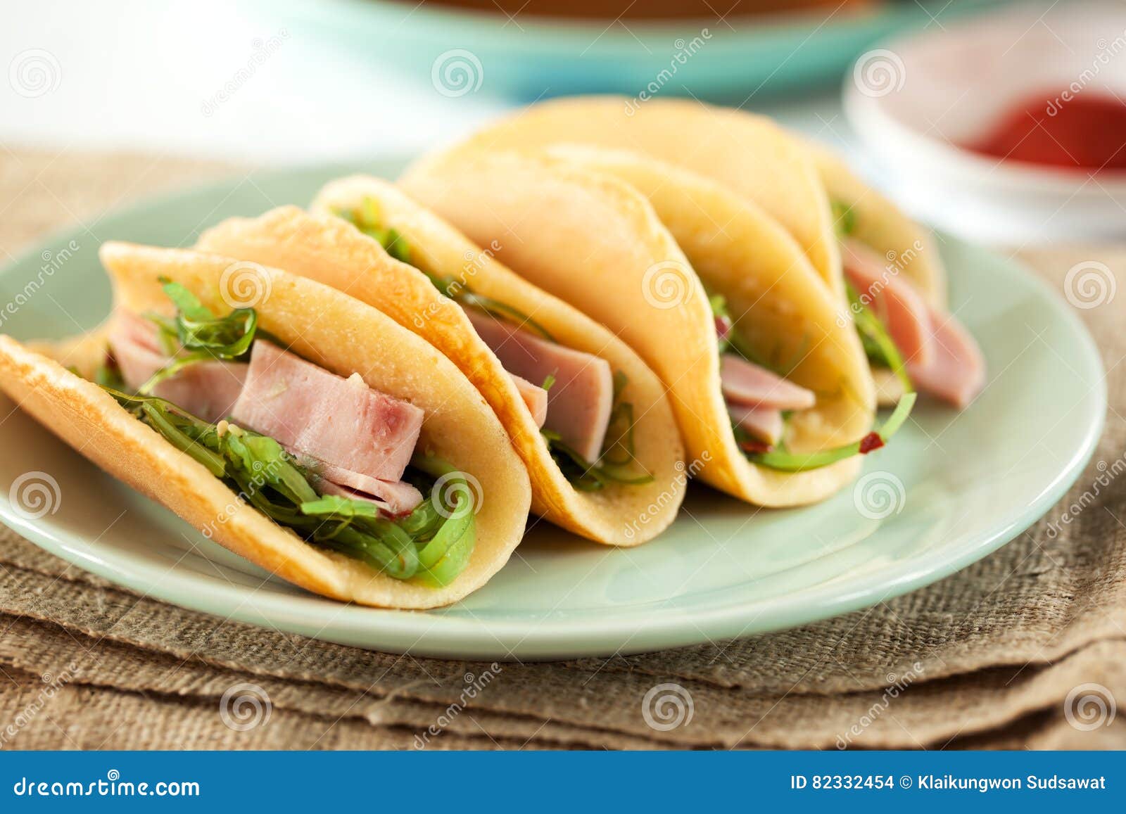Pancake with Ham and Seaweed Stock Photo - Image of meal, roll: 82332454