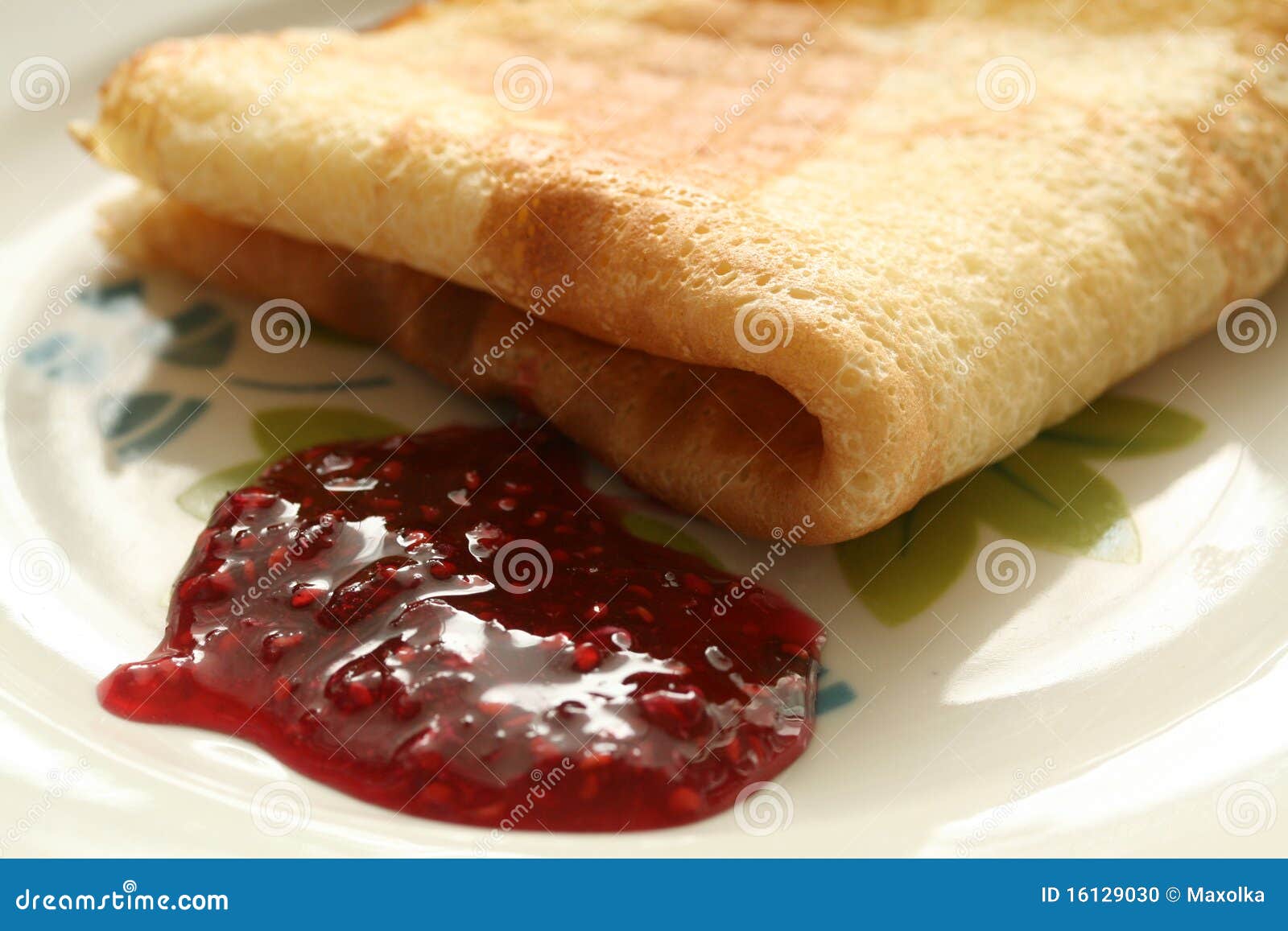 Pancake with jam stock photo. Image of rolled, battercake - 16129030