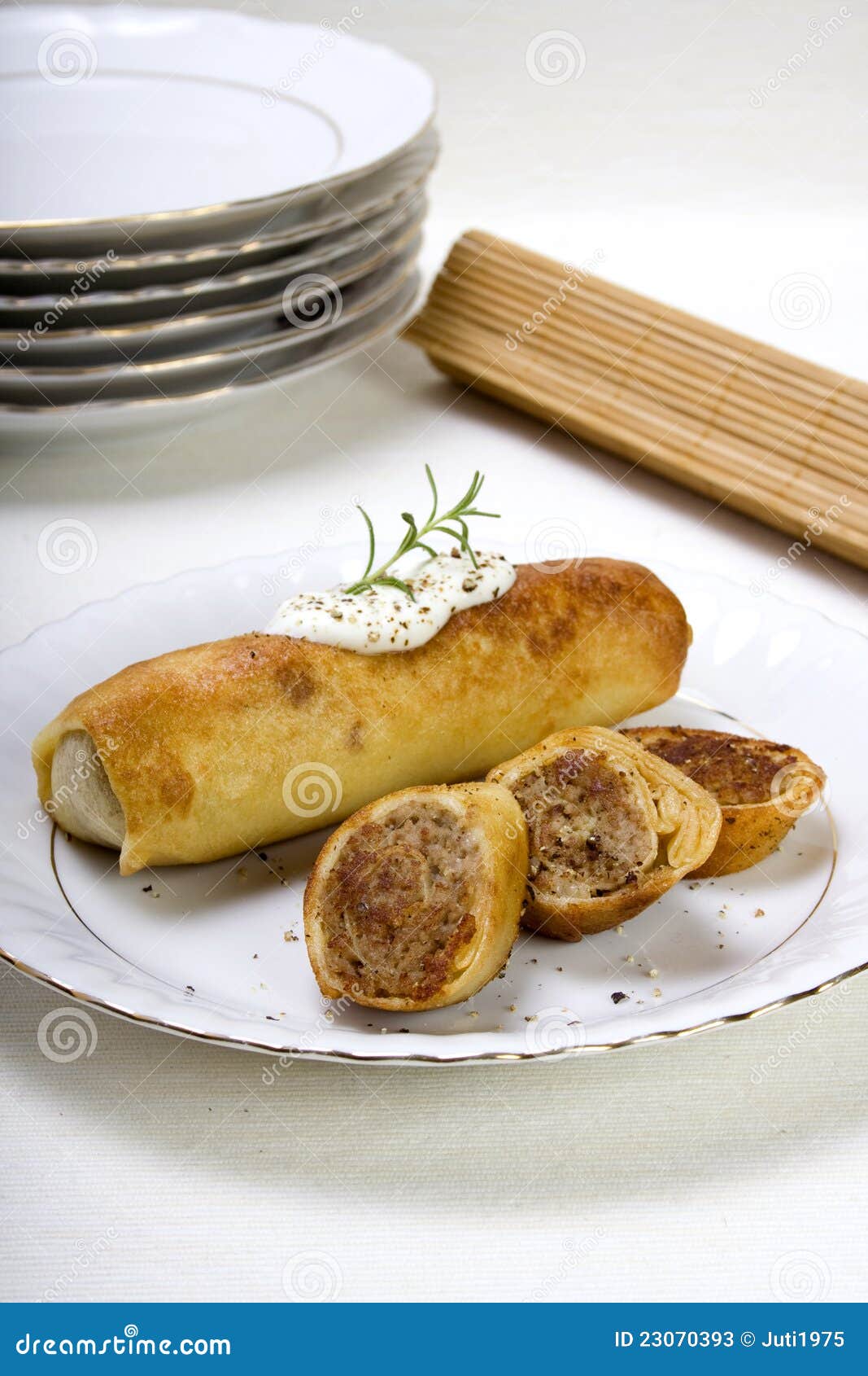 Pancake with meat stock image. Image of tasty, food, beef - 23070393