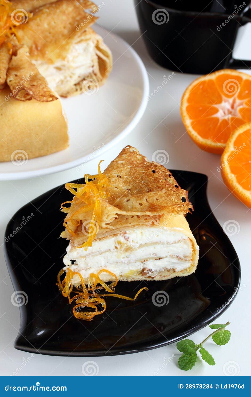 Pancake pie Crepe suzette. stock photo. Image of oranges - 28978284