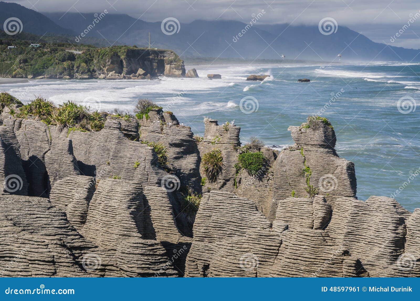Pancake rocks, New Zealand stock image. Image of geological - 48597961