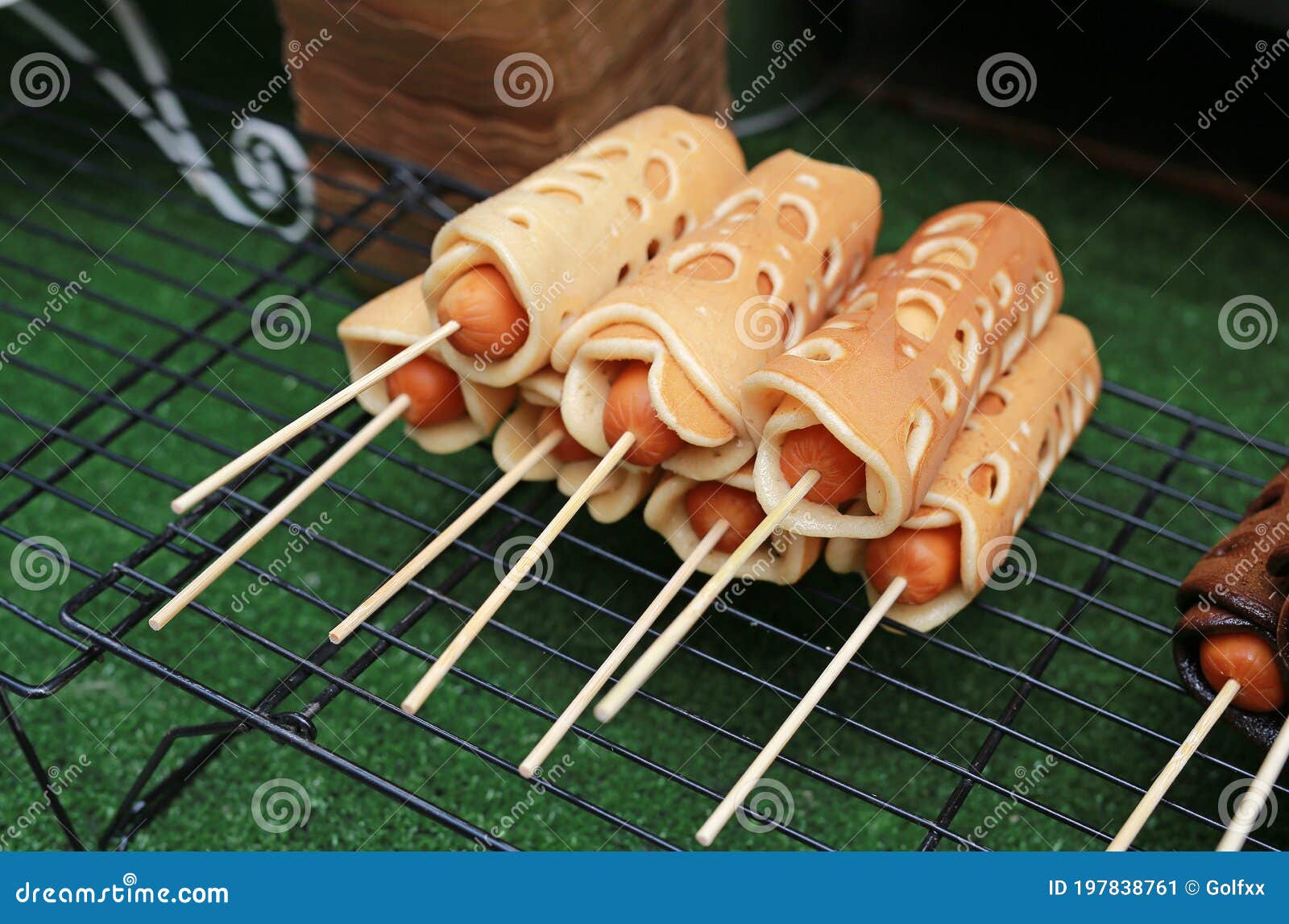 Pancake Roll Stuffed with Hotdog Stock Image - Image of cake, filling ...