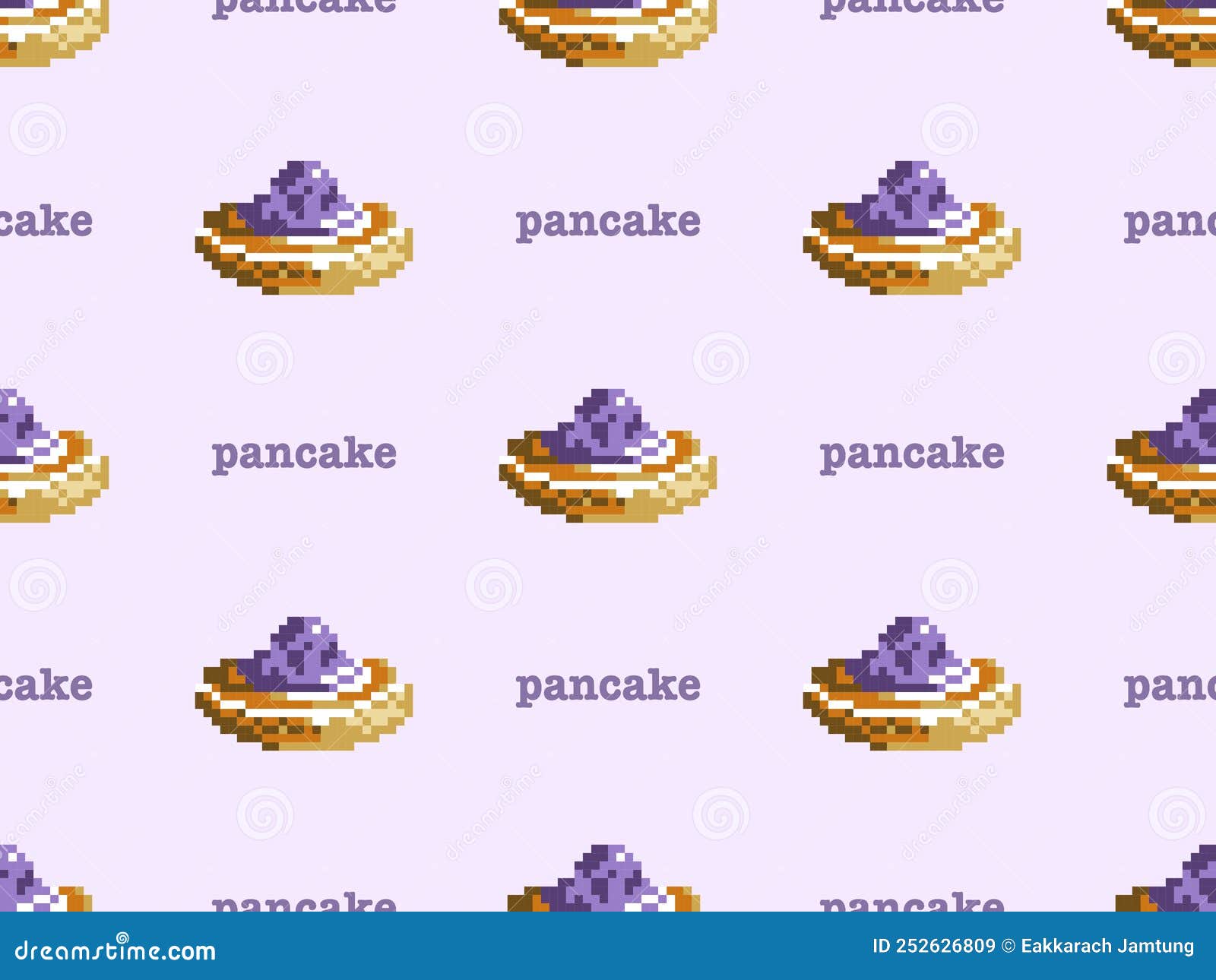 Pancake Seamless Pattern on Purple Background. Pixel Style Stock ...