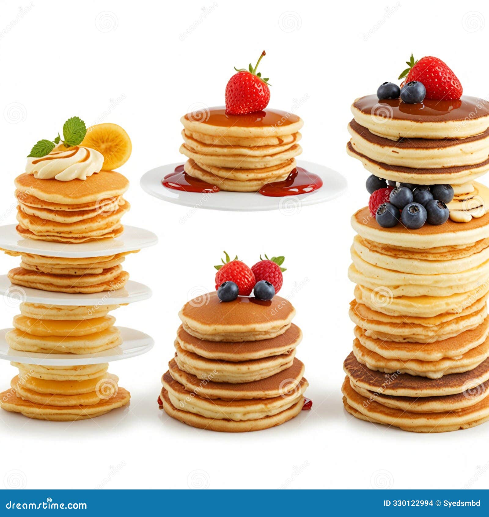 Pancake Stacks, Isolated on White Background Stock Illustration ...