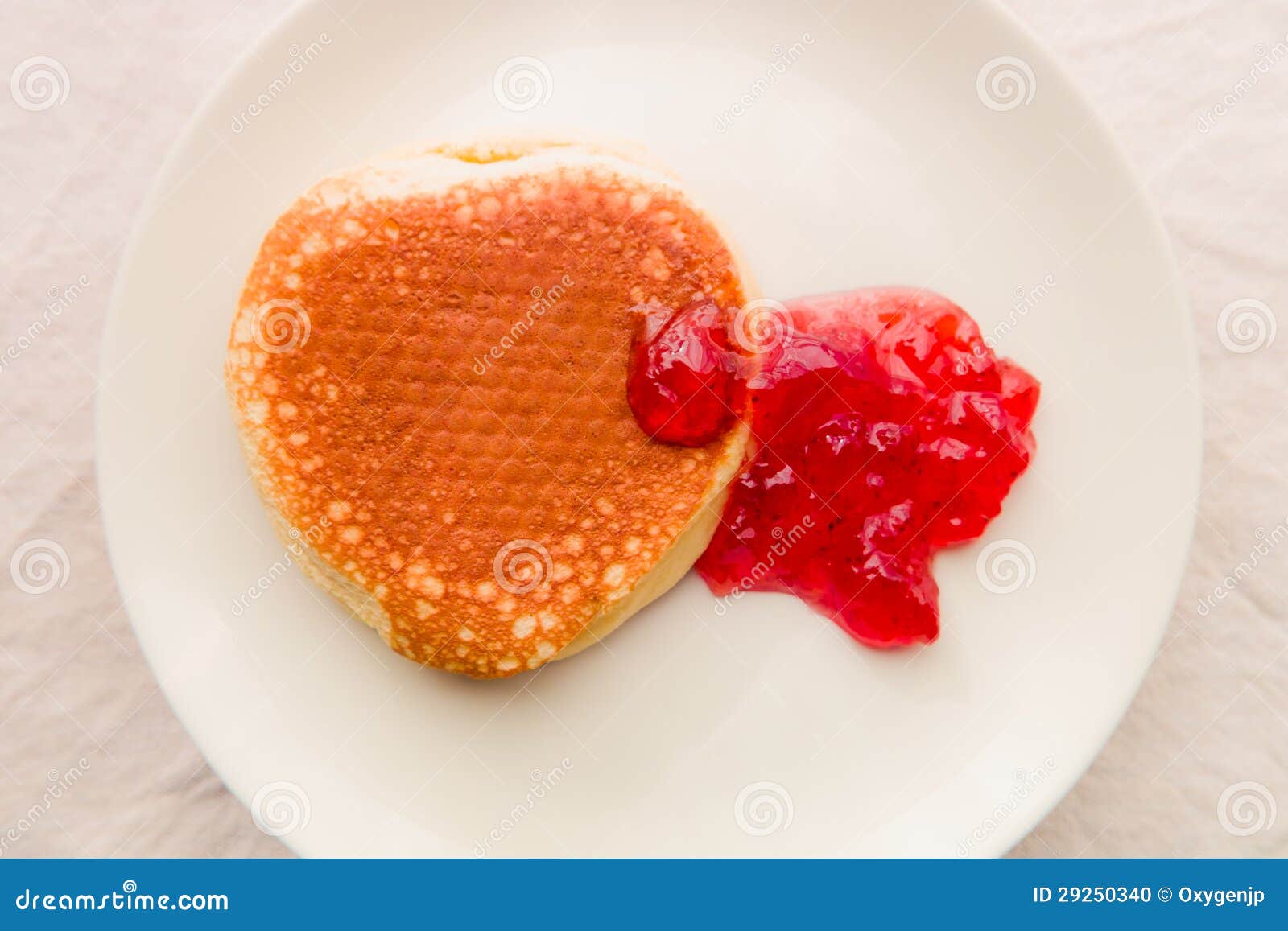 Pancake with Strawberry Jam Stock Photo - Image of simple, heart: 29250340