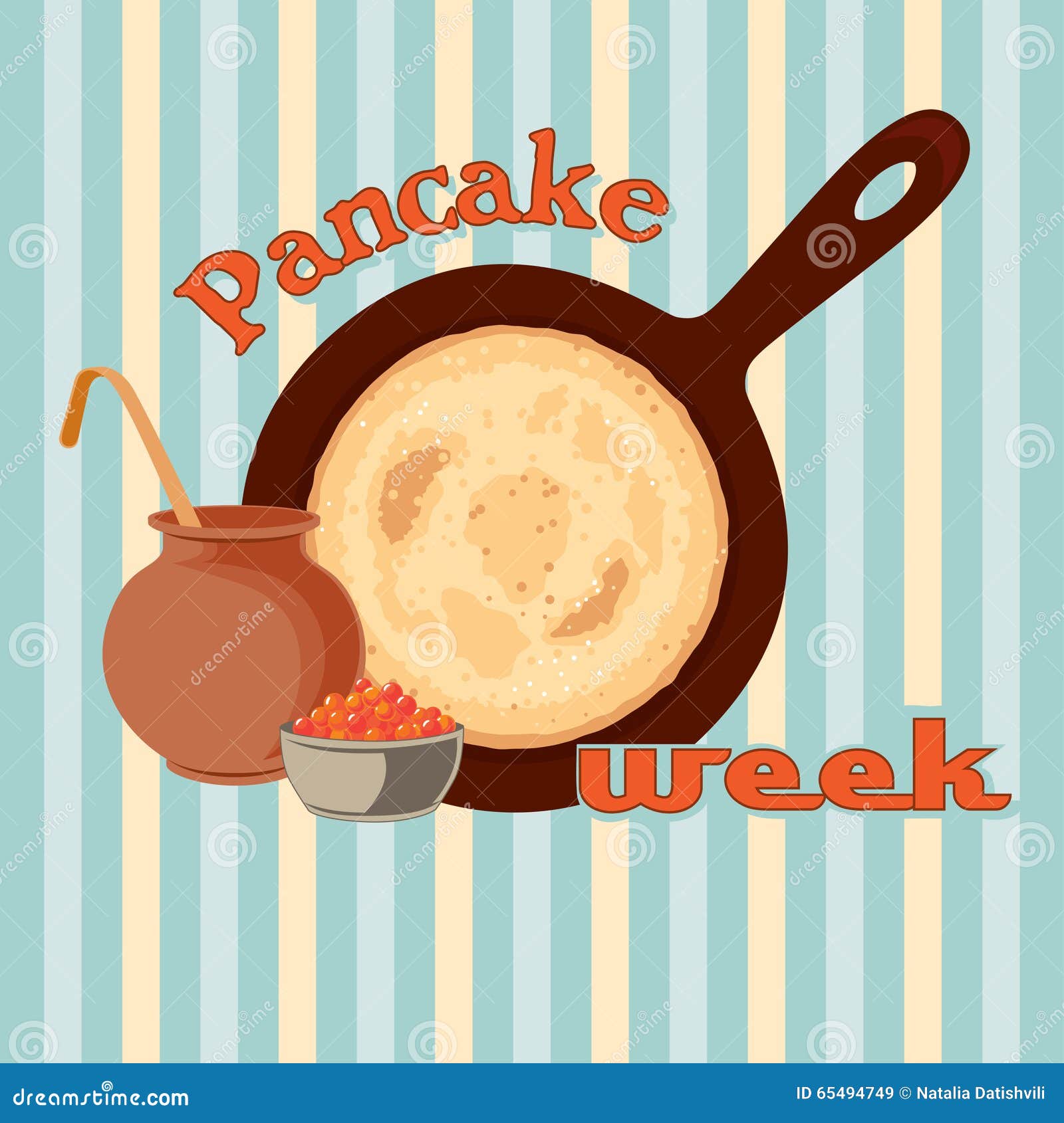Pancake Week Vector with Caviar Stock Vector - Illustration of butter ...