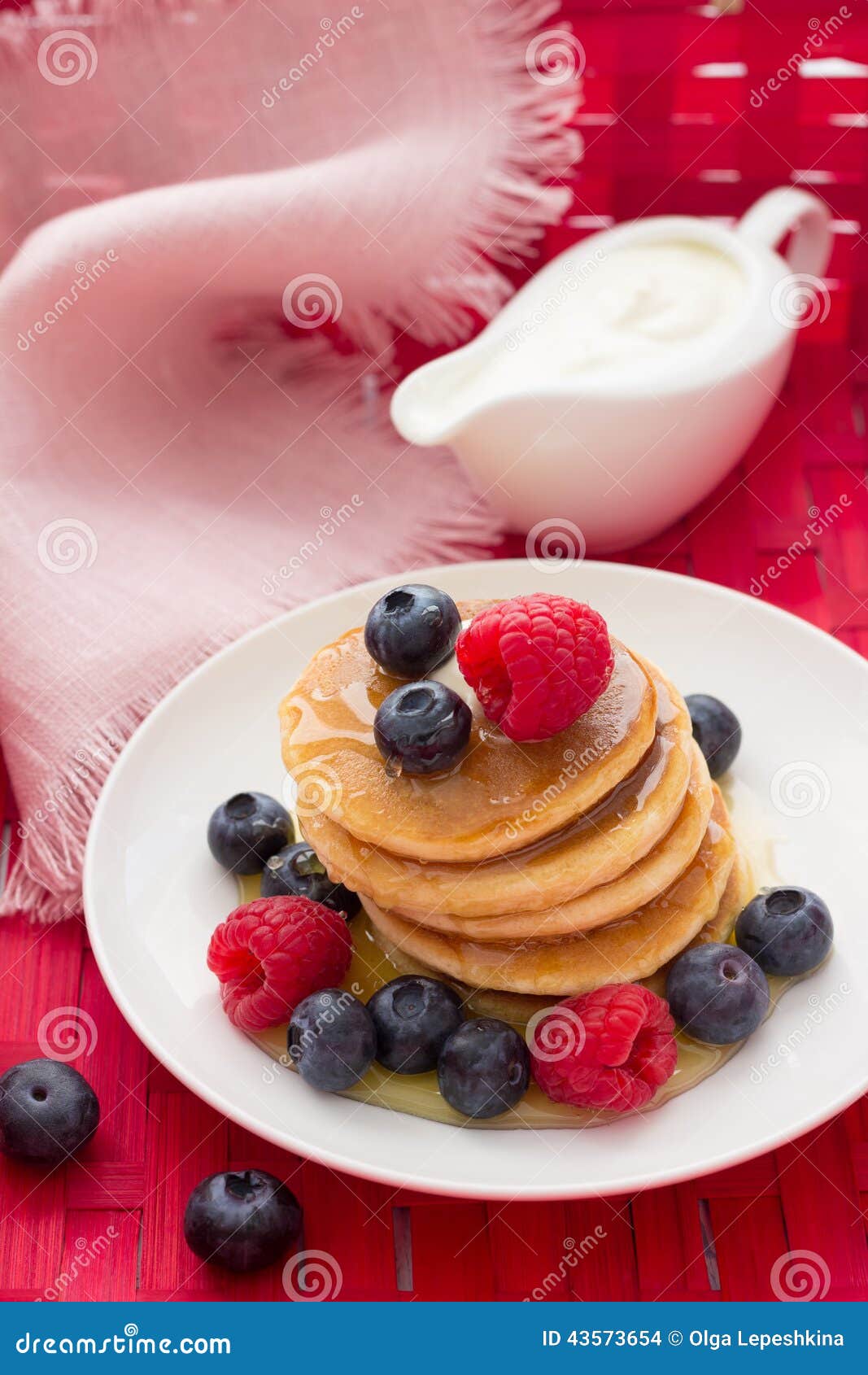 Pancakes with berries stock photo. Image of cream, pancake - 43573654