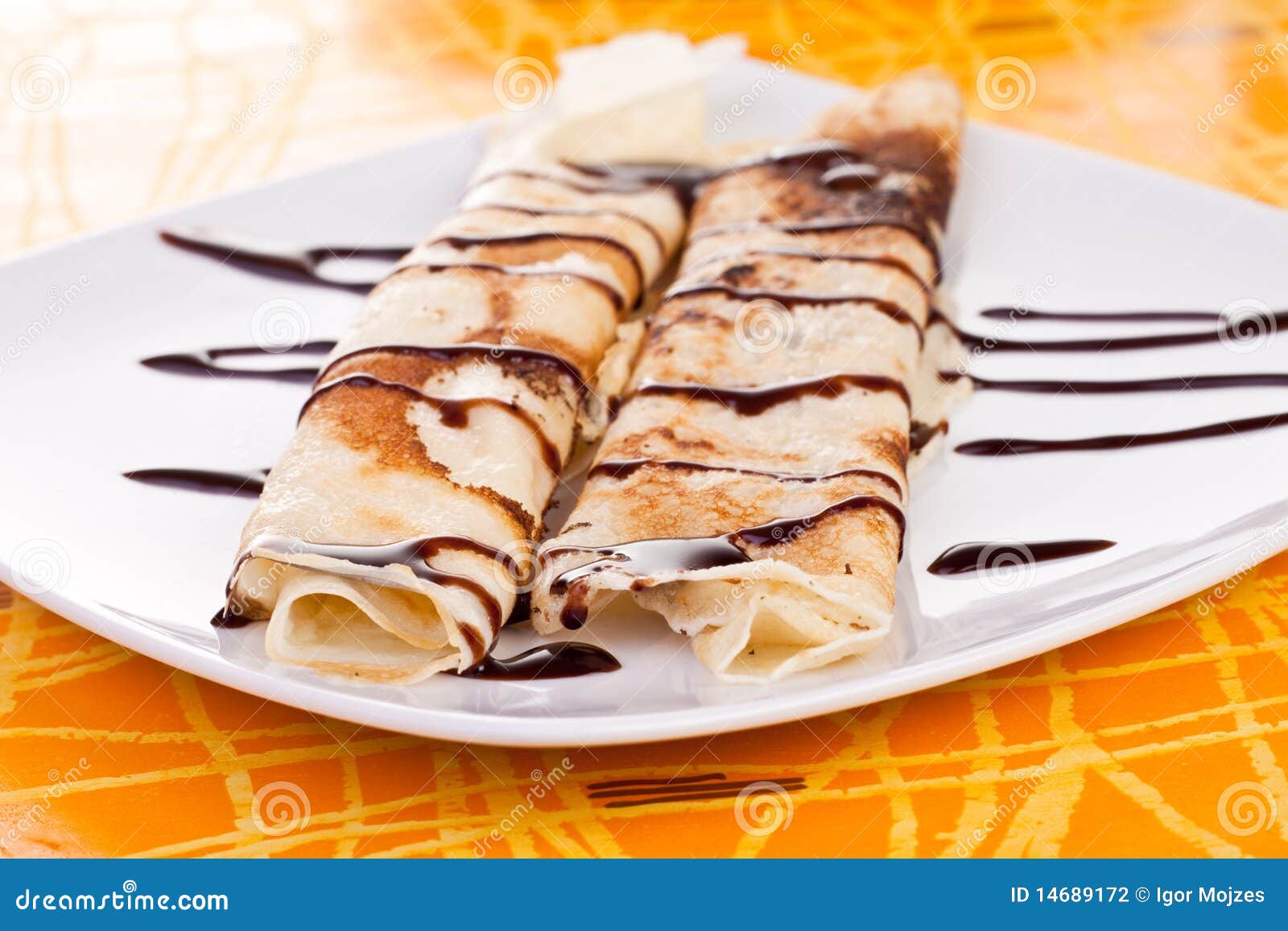Pancakes with Chocolate Syrup Stock Photo - Image of gourmet, appetite ...