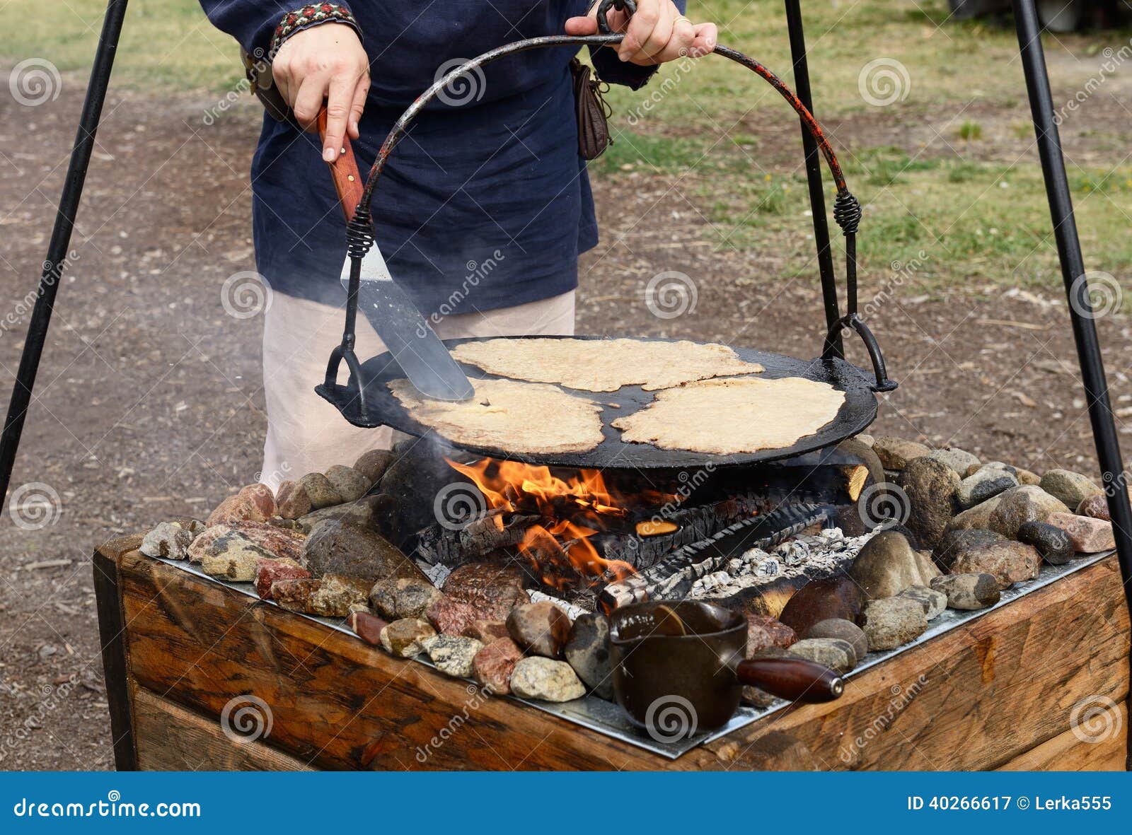 Pancakes Cooking on the Fire Stock Image - Image of associations ...