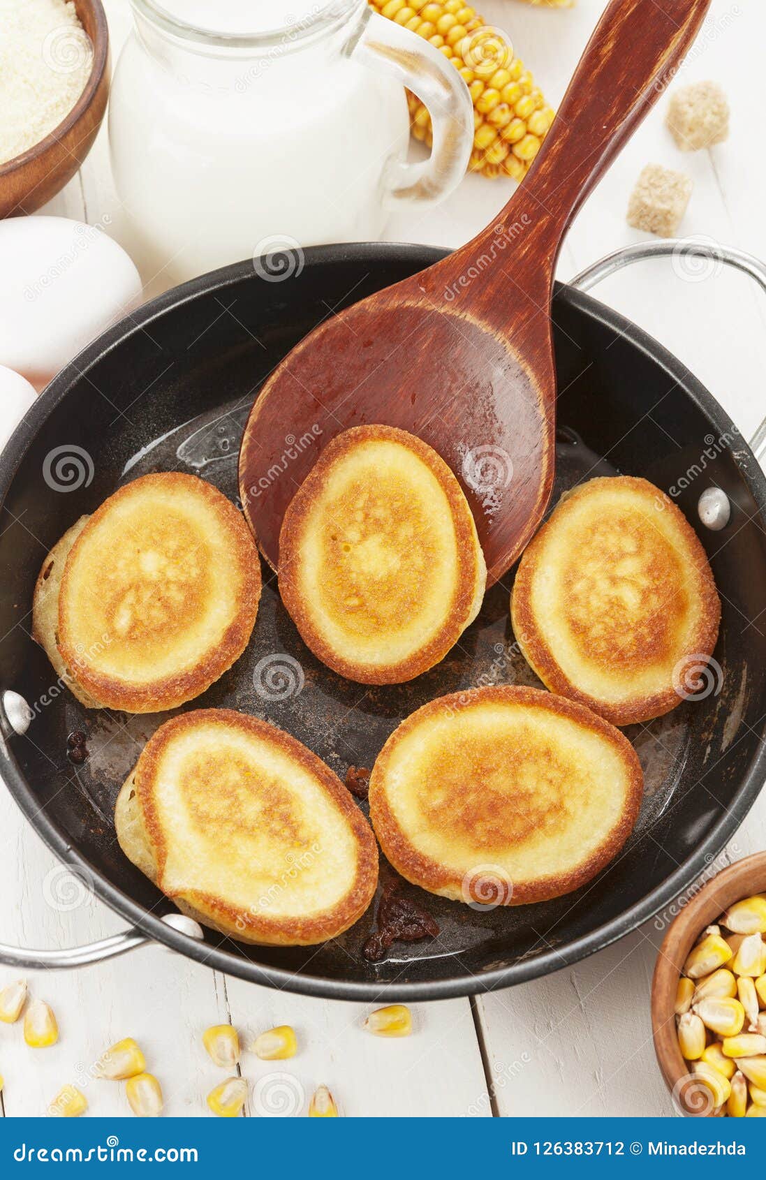 Corn pancake on the table stock photo. Image of crepes - 126383712