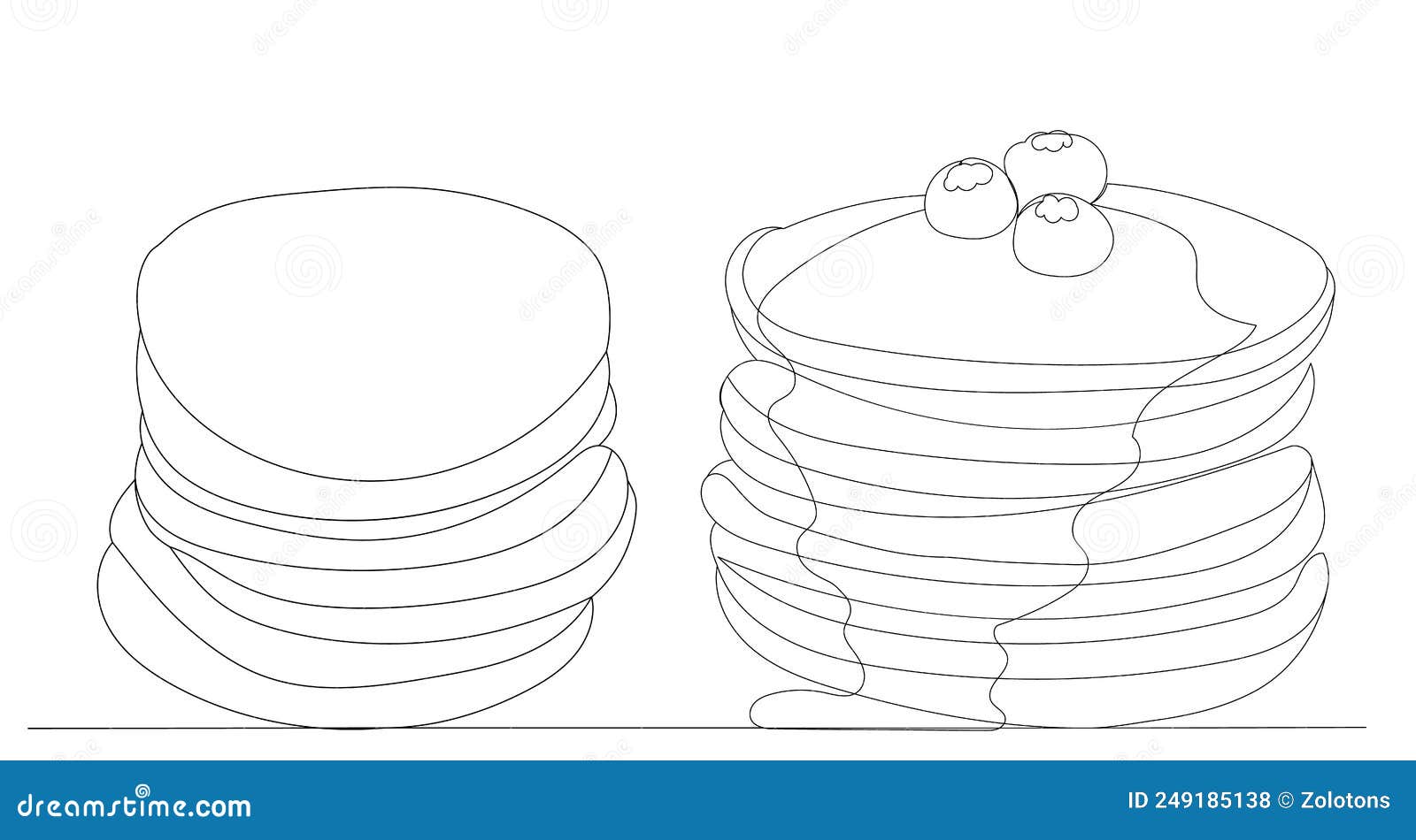 Pancakes Drawing by One Continuous Line Stock Vector - Illustration of ...