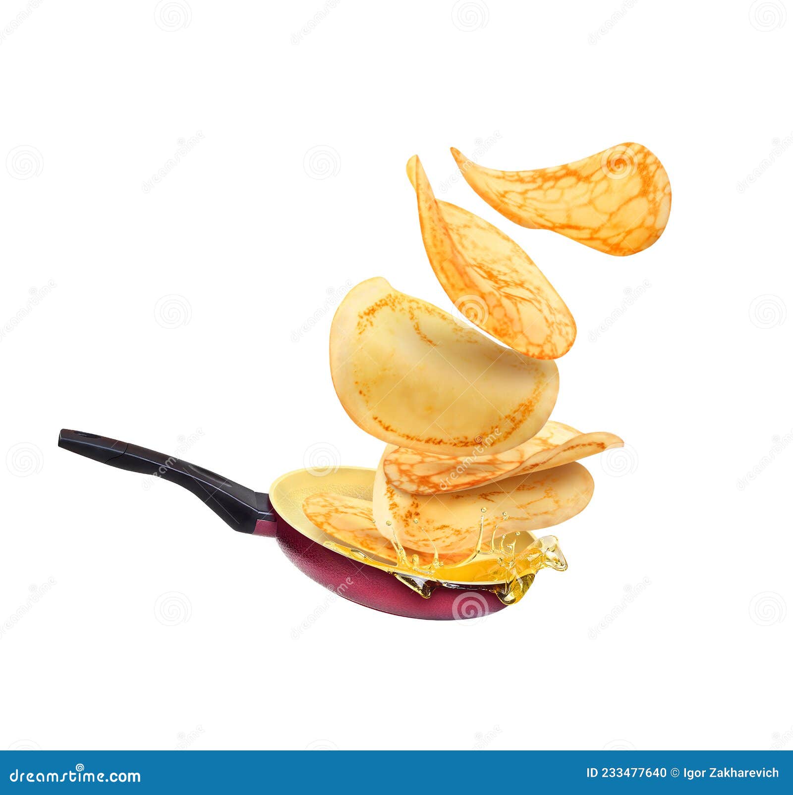 Pancakes in Flight with a Frying Pan Stock Photo - Image of dinner ...
