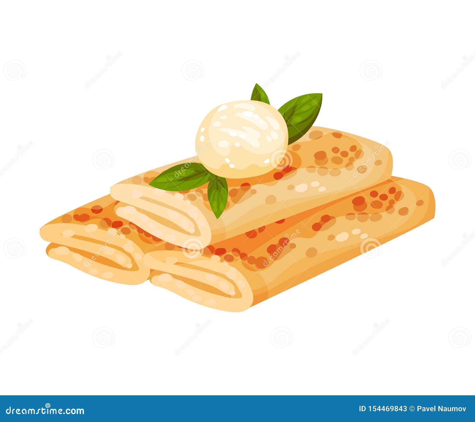 Pancakes in the Form of a Roll. Vector Illustration on White Background ...