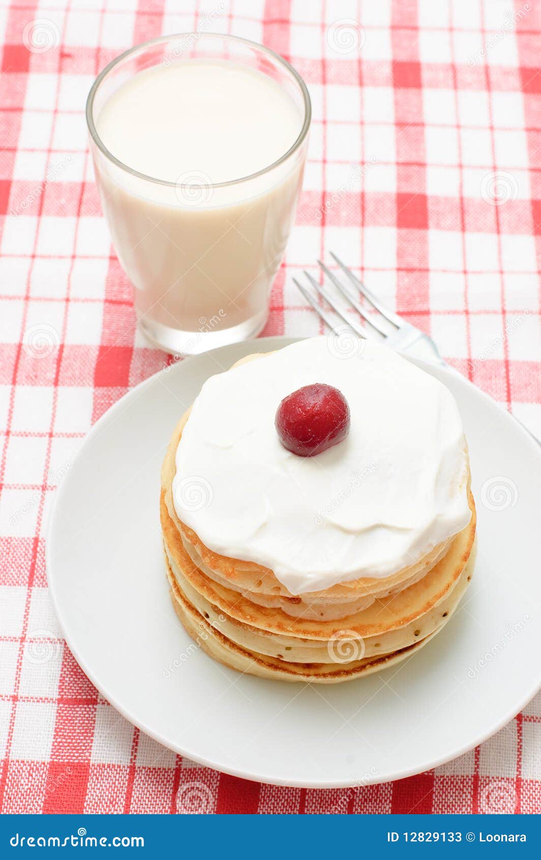 Pancakes and a Glass of Milk Stock Image - Image of milk, flapjack ...