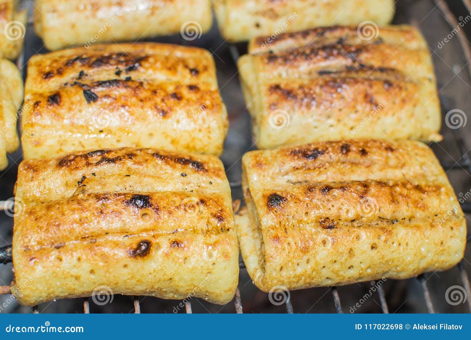 Pancakes on the grill stock photo. Image of black, buffalo - 117022698