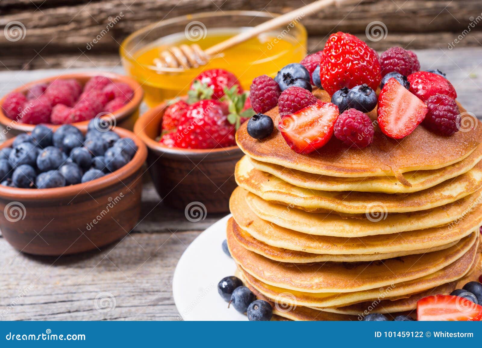 Pancakes with berries stock photo. Image of delicious - 101459122