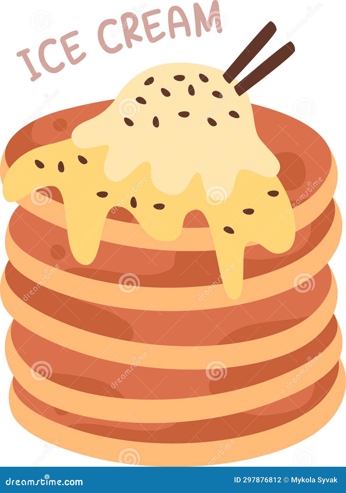 Pancakes with Ice Cream stock illustration. Illustration of fresh ...
