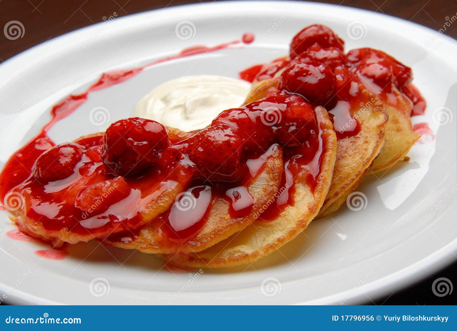 Pancakes with jam stock photo. Image of restaurant, cream - 17796956