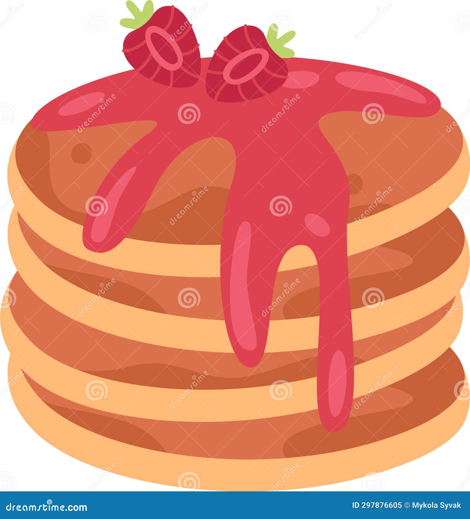 Pancakes with Jam stock illustration. Illustration of homemade - 297876605