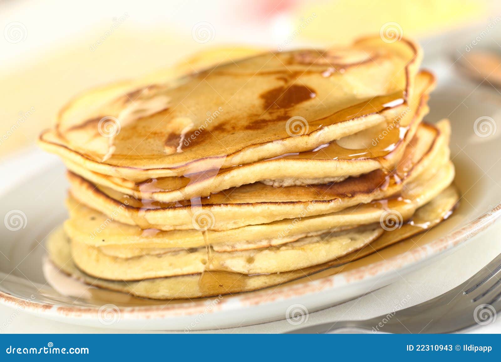 Pancakes with Maple Syrup stock image. Image of tilted - 22310943