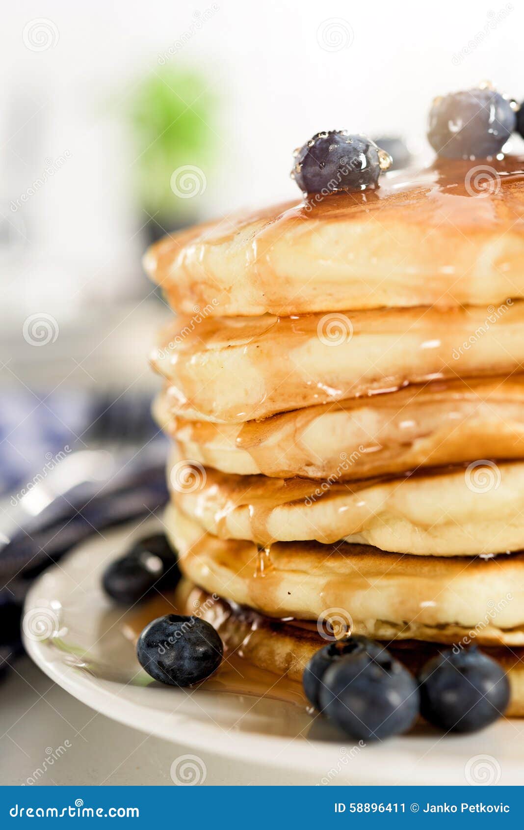 Pancakes with Maple Syrup and Blueberry Stock Image - Image of fruit ...