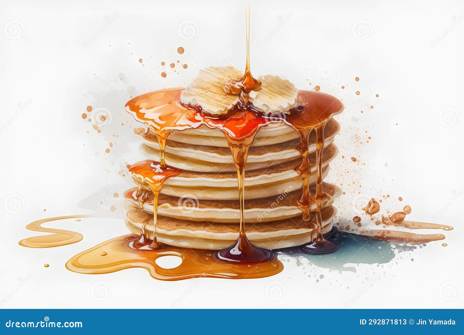 Pancakes with Maple Syrup and Caramel on a White Background. Stock ...